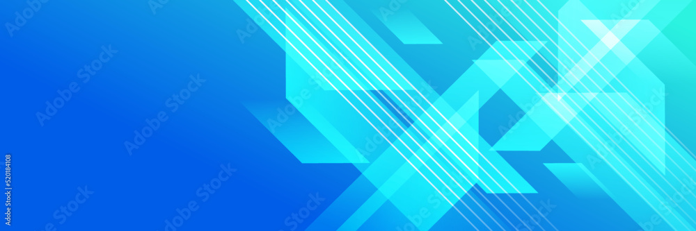 Abstract geometric blue wide background banner layout design. Blue ...