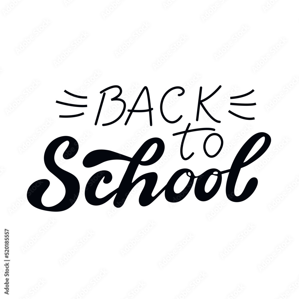 Back to school, digital hand lettering, black letters with lines on a ...
