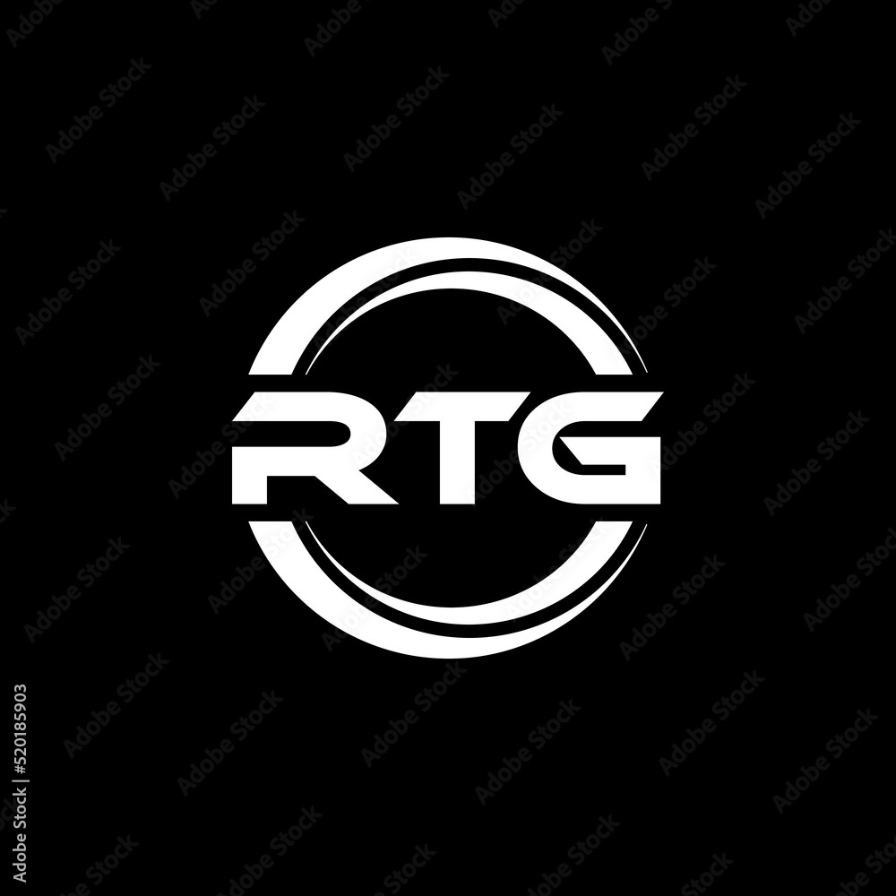 RTG letter logo design with black background in illustrator, vector ...