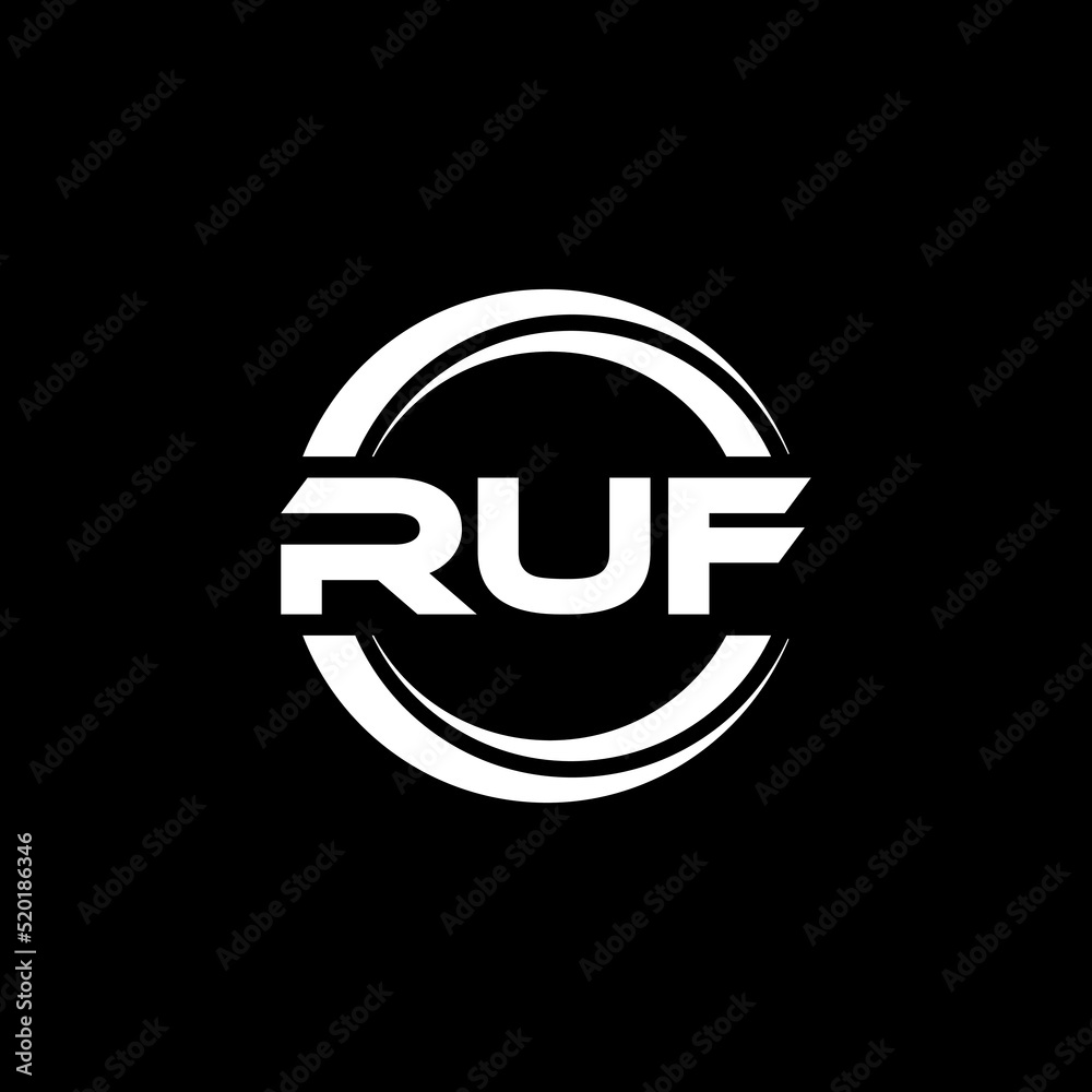 RUF letter logo design with black background in illustrator, vector ...