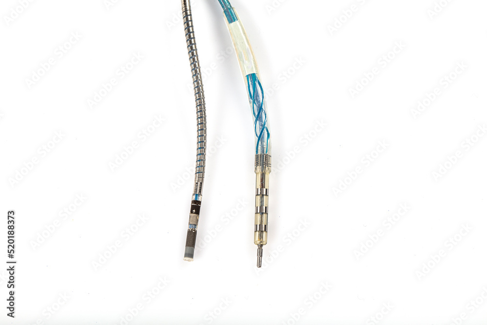Pacemaker activation cable isolated on white background. Heart battery ...
