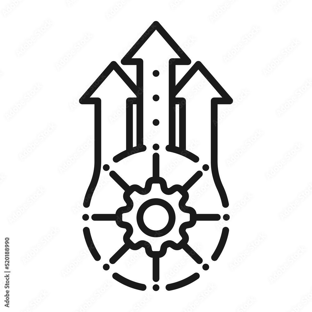 Operational excellence, efficiency or production growth icon. Line ...