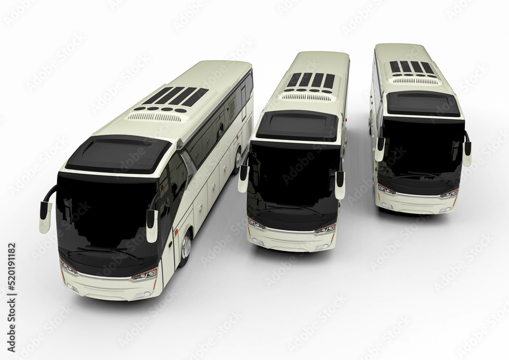 3D render image of a group of busses representing a fleet Stock ...