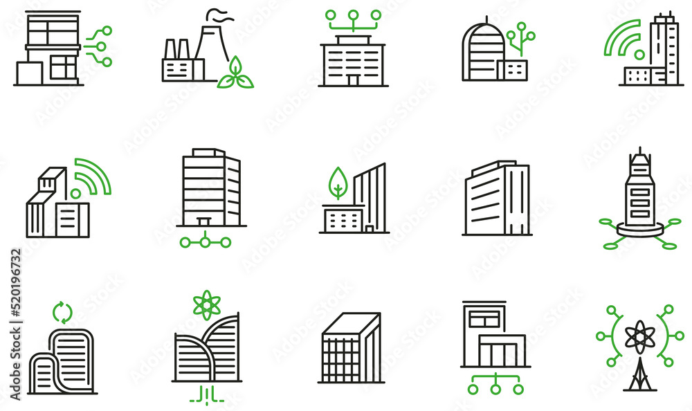 Vector Set of Linear Icons Related to technology for intelligent ...