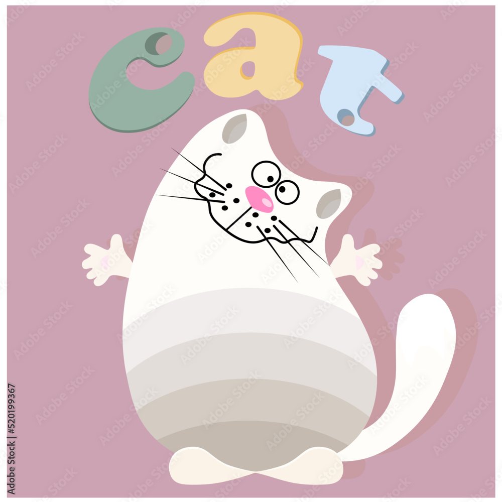 embarrassed cat and colored letters Stock Vector | Adobe Stock