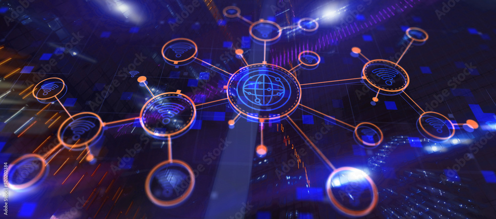 Global world telecommunication network. Wireless Communication on ...