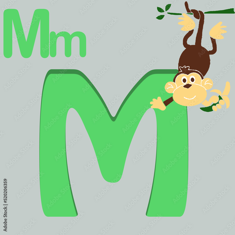 alphabet letter M, M for monkey ,ABC TO Z , Colorful animal alphabet ...