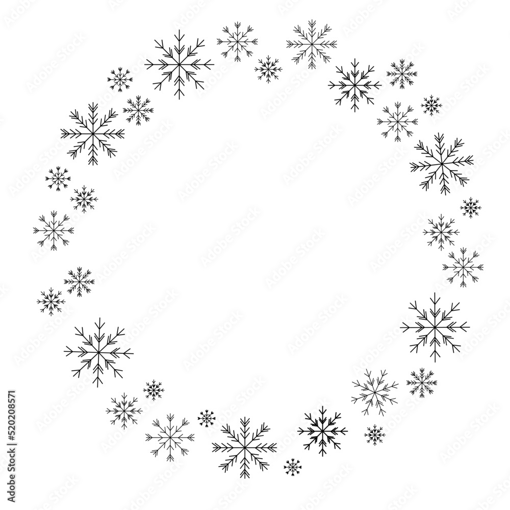 Snawflakes christmas monogram wreath svg, Winter round border Stock ...