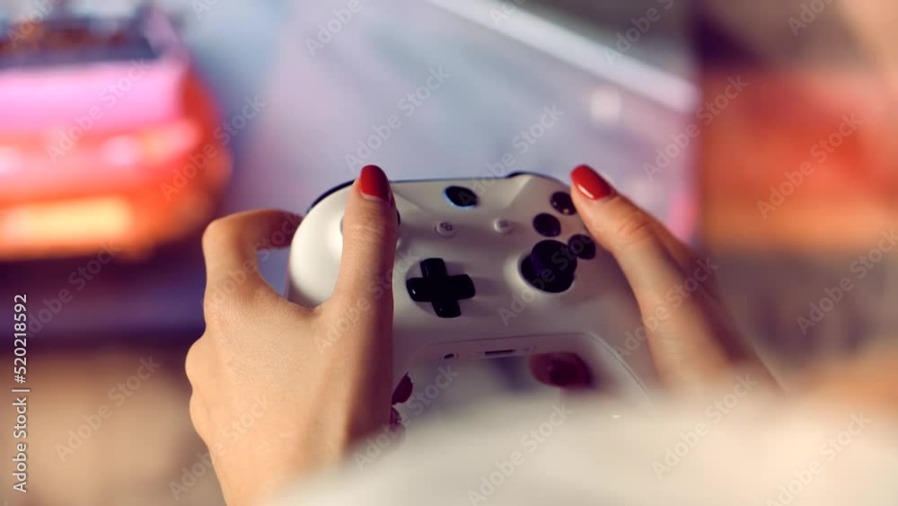 Gamer Virtual Playing On Joystick Video Console. Play Cybersport ...