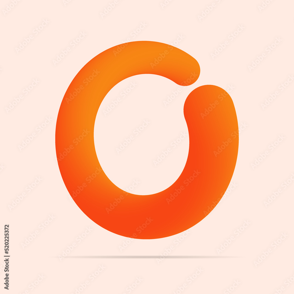 O letter made of shinny orange color design. Vector isolated font for ...