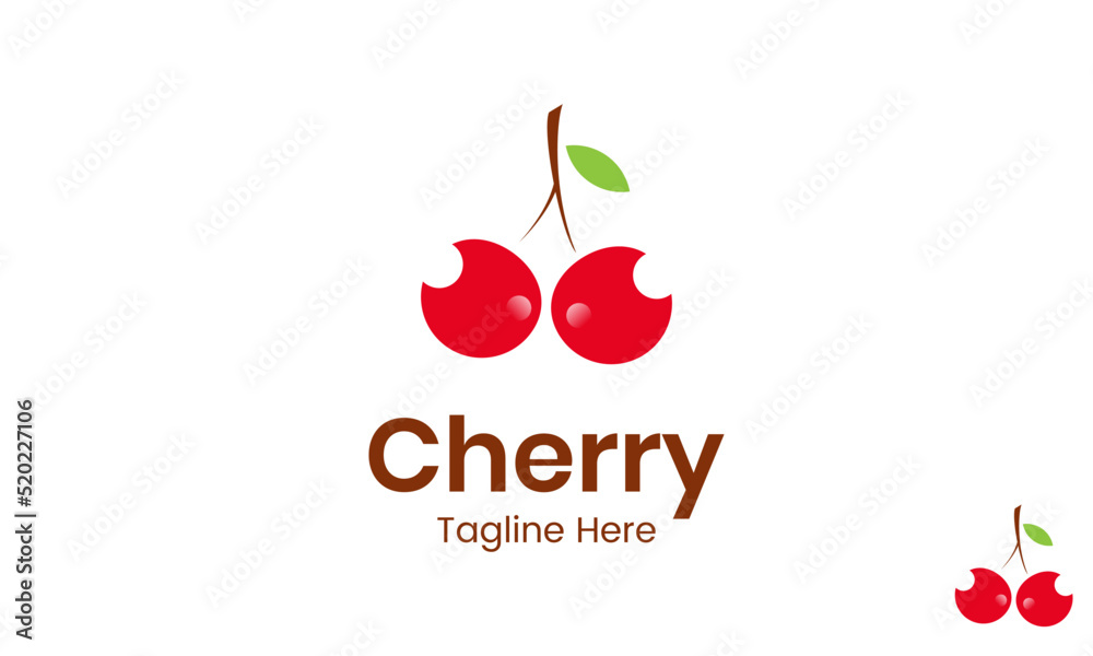 Cherry Logo Design Template. fruit red cherry with lines art colorful ...