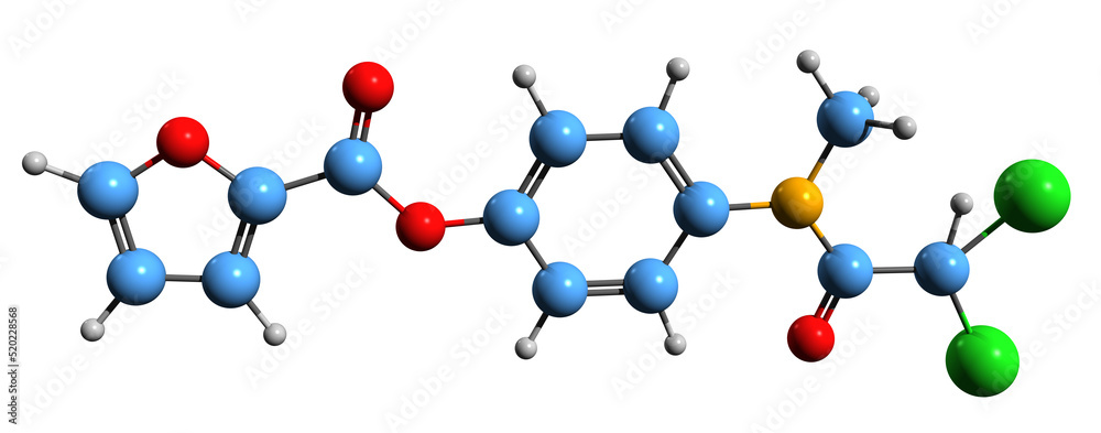 3D image of Diloxanide skeletal formula - molecular chemical structure ...