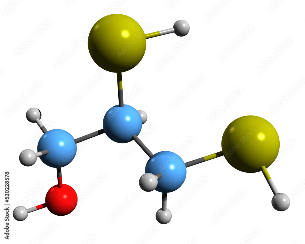 3D image of Dimercaprol skeletal formula - molecular chemical structure ...