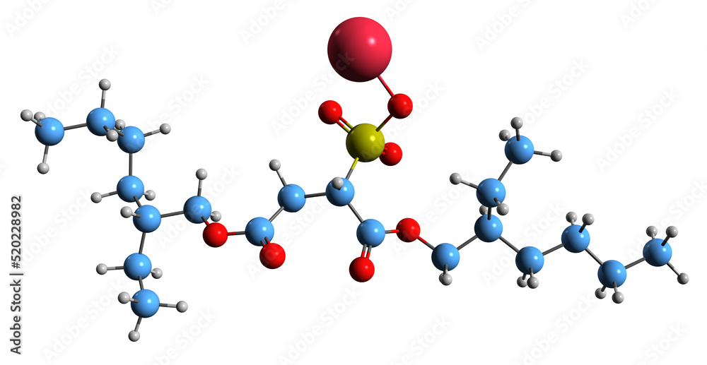 3D image of Docusate skeletal formula - molecular chemical structure of ...