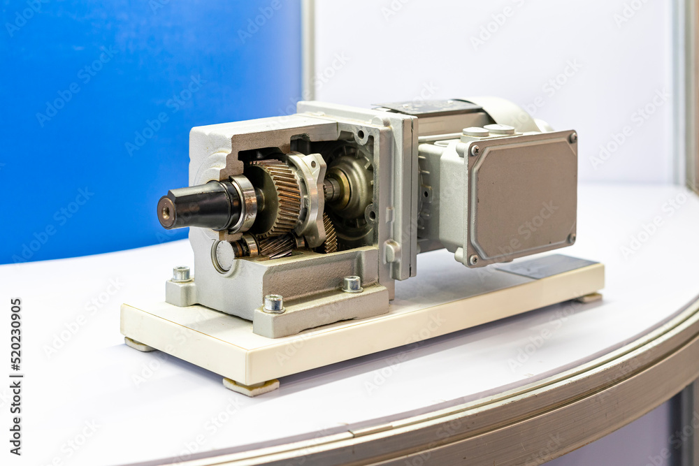 cross section show metal helical gear or cogs gear bearing housing ...