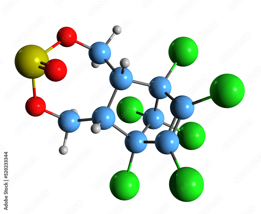 3D image of Endosulfan skeletal formula - molecular chemical structure ...