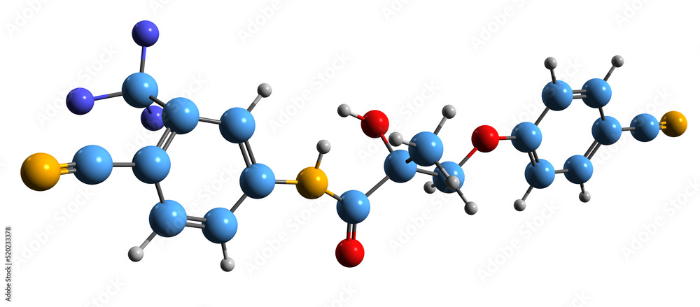 3D image of Enobosarm skeletal formula - molecular chemical structure of selective androgen ...