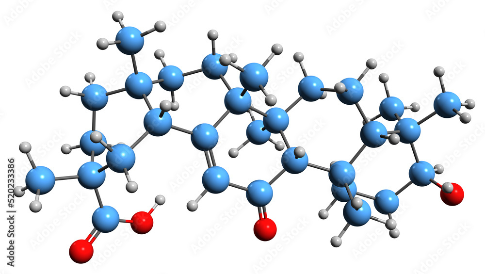 3D image of Enoxolone skeletal formula - molecular chemical structure ...