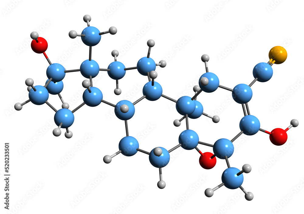 3D image of Epostane skeletal formula - molecular chemical structure of ...