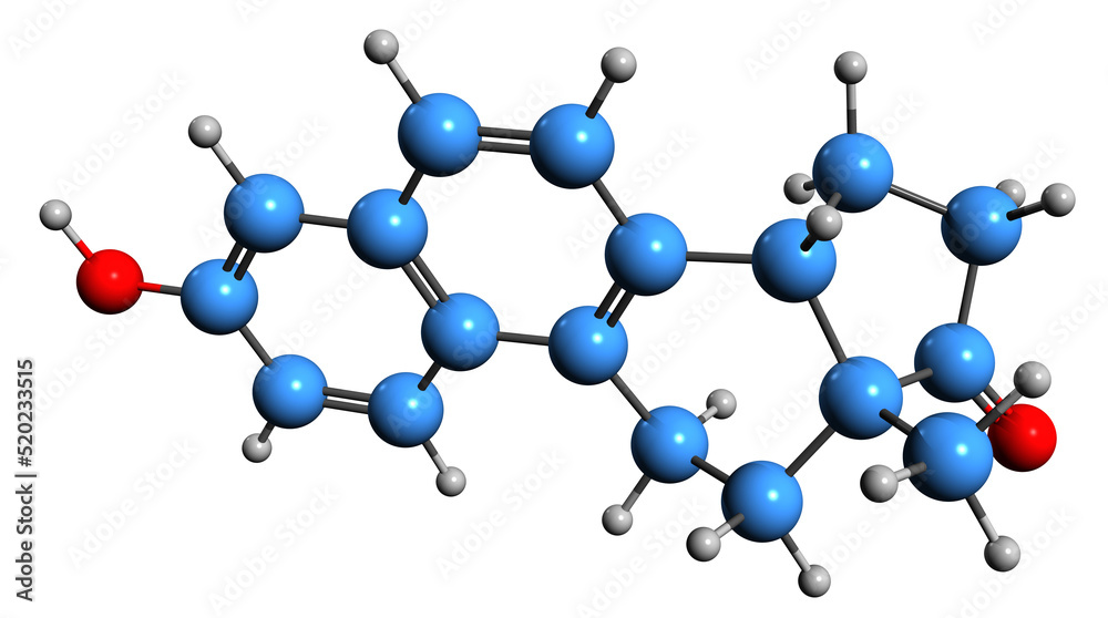 3D image of Equilenin skeletal formula - molecular chemical structure ...