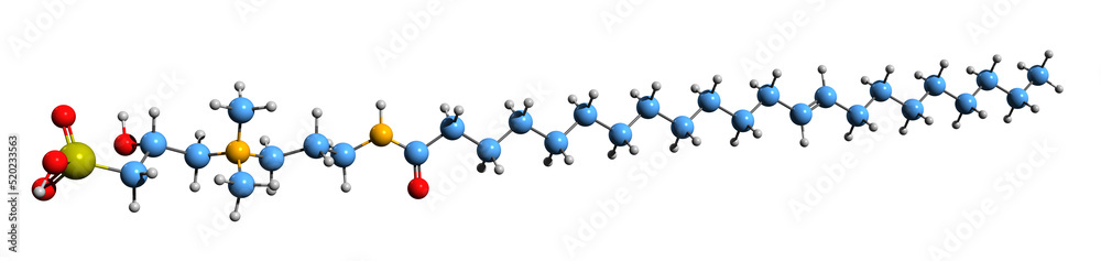 ภาพประกอบสต็อก 3D image of Erucamidopropyl hydroxysultaine skeletal ...