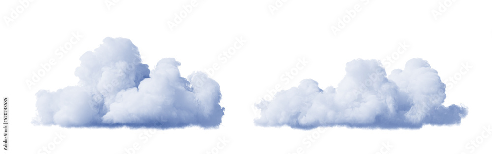 3d render, abstract realistic clouds isolated on white background ...