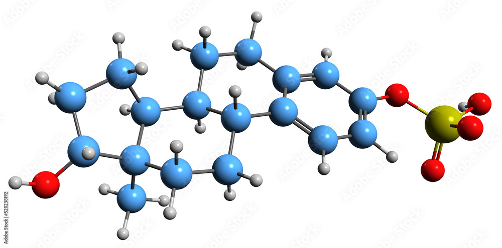 3D image of Estradiol sulfate skeletal formula - molecular chemical ...