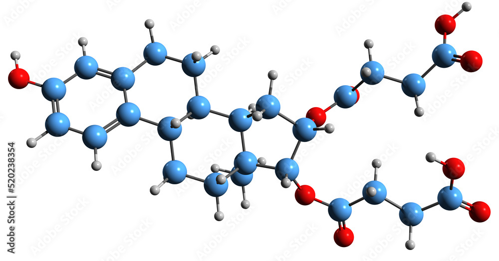 3D image of Estriol succinate skeletal formula - molecular chemical ...