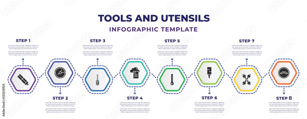 tools and utensils infographic design template with edit picture ...