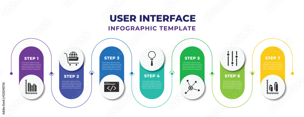 Vecteur Stock user interface infographic design template with multiple variable continuous chart ...