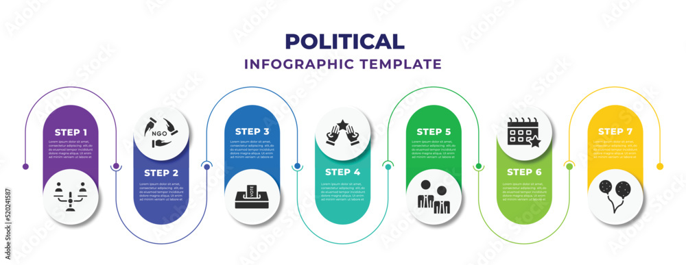 political infographic design template with human rights, ngo, voting ...