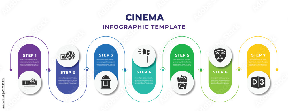 cinema infographic design template with movie projector front view ...