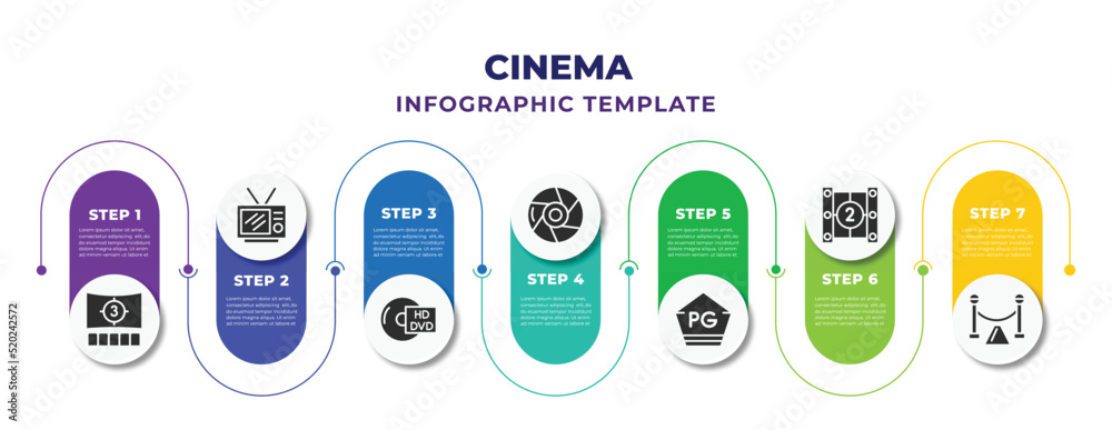cinema infographic design template with movie theater, television with ...
