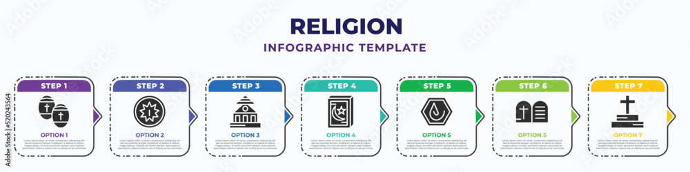 religion infographic design template with easter eggs, bahai, shrine ...