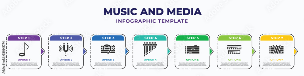 Vetor de music and media infographic design template with eighth note ...