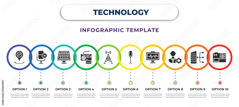 technology infographic design template with ip address point locator ...