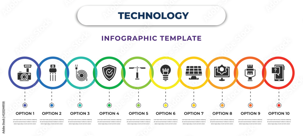 technology infographic design template with reflex photo camera ...
