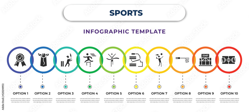 sports infographic design template with awards, mawashi, cricket player ...