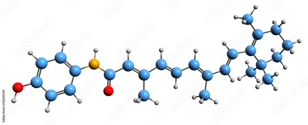 3D image of Fenretinide skeletal formula - molecular chemical structure ...