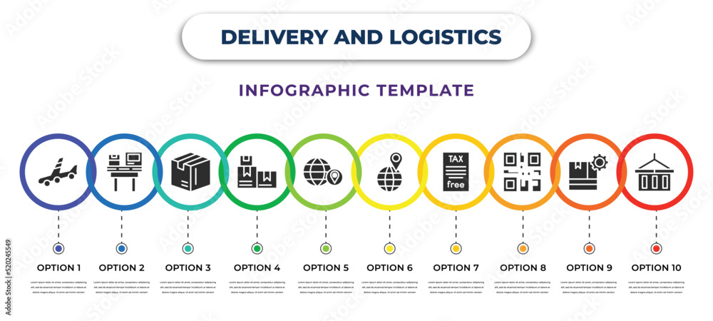 delivery and logistics infographic design template with arrival ...