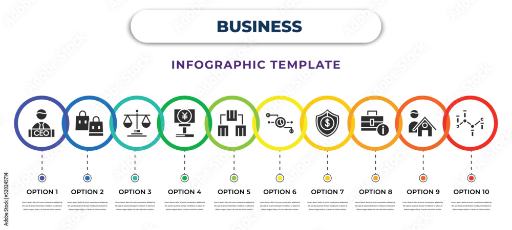 business infographic design template with chief executive officer, two ...