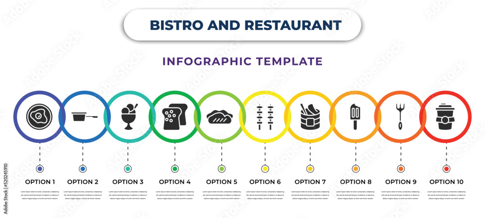 bistro and restaurant infographic design template with restaurant fried ...
