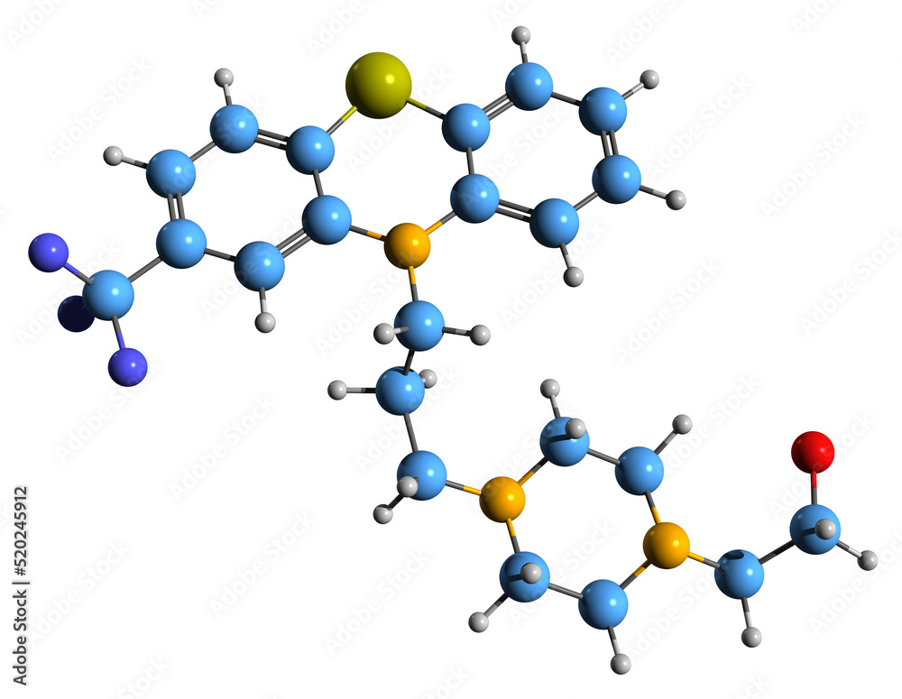 Poster 3D image of Fluphenazine skeletal formula - molecular chemical ...