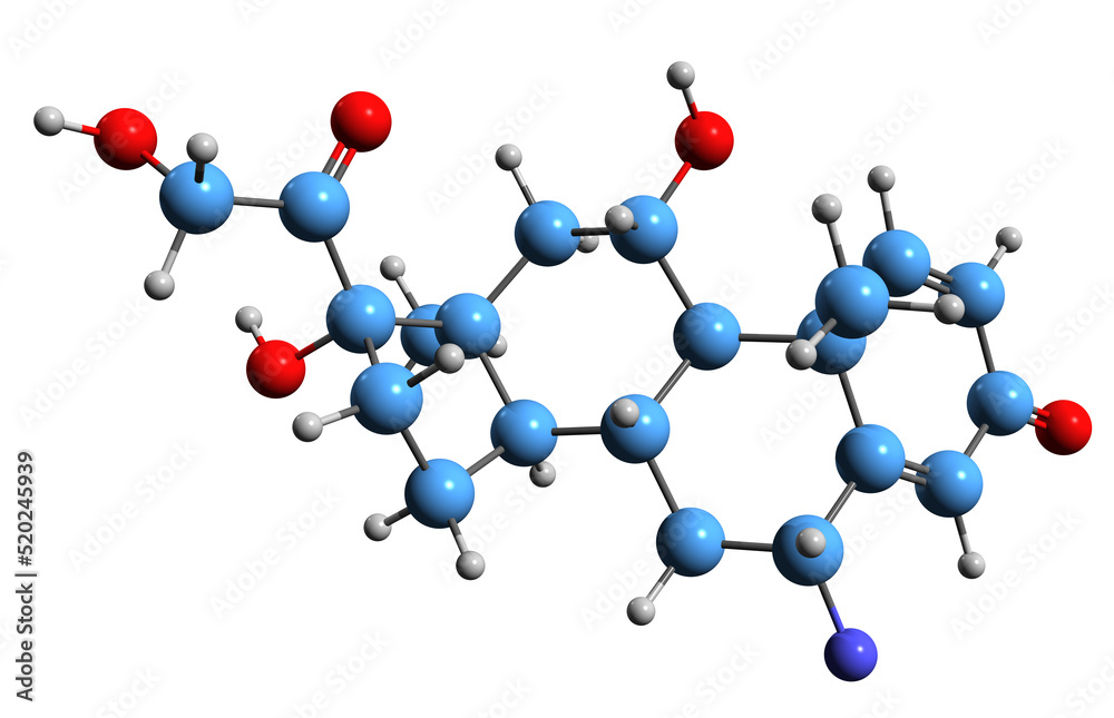 3D image of Fluprednisolone skeletal formula - molecular chemical ...