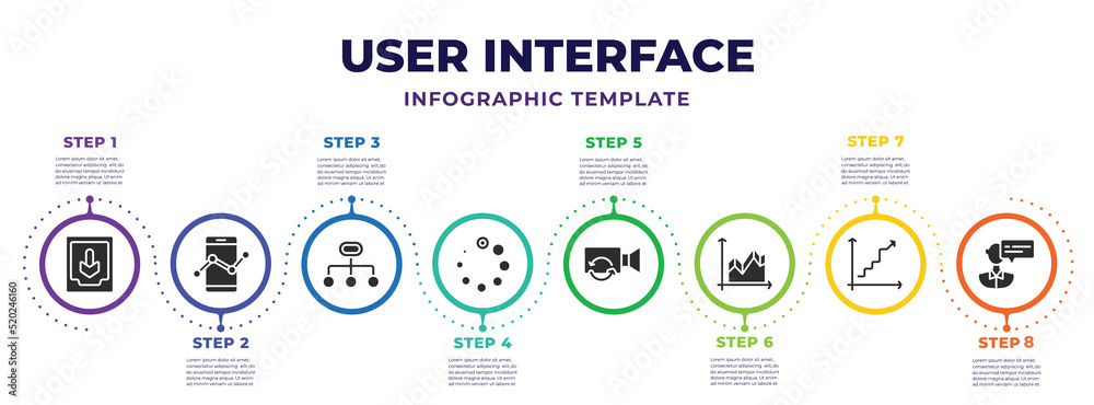 User Interface Infographic Design Template With Mail Inbox Mobile Stock Data Analysis