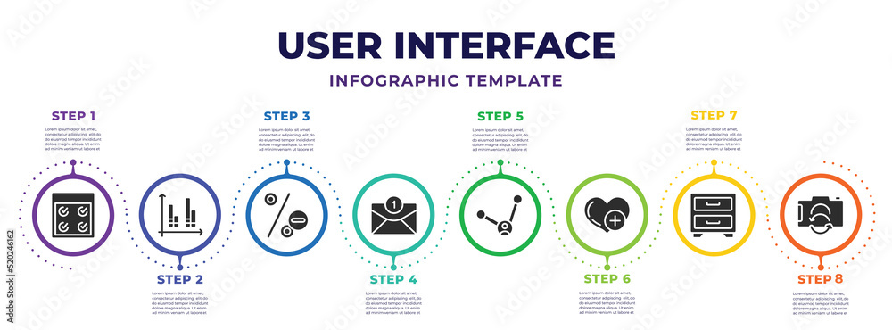 user interface infographic design template with comparision table, multiple variable bars data ...