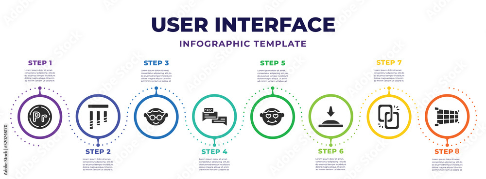 user interface infographic design template with premier, top alignment ...
