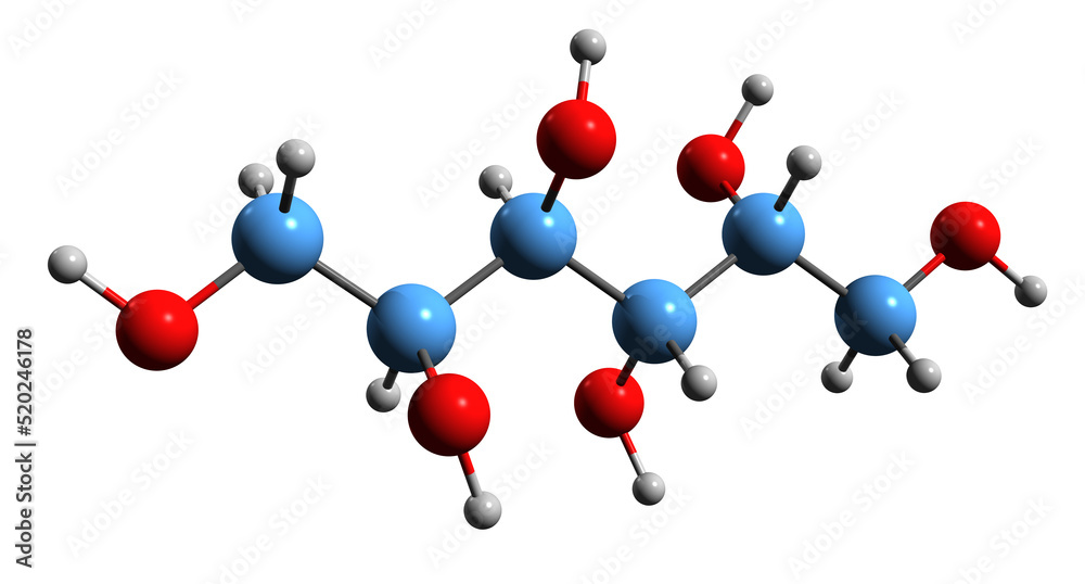 3D image of Galactitol skeletal formula - molecular chemical structure ...