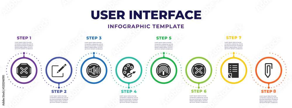 User Interface Infographic Design Template With Delete Button Edit