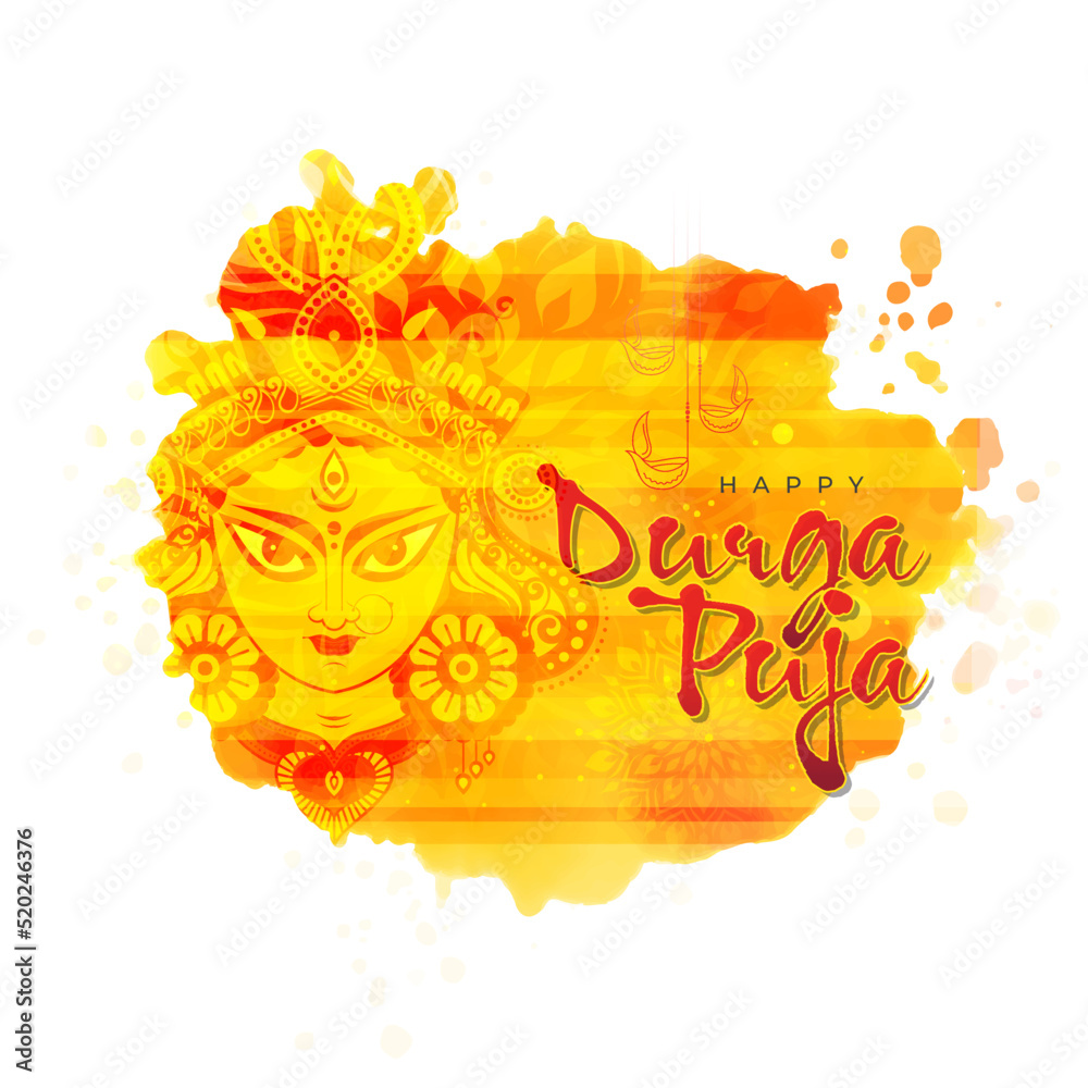 Artistic Happy Durga Puja Festival Greeting Background Template Design ...